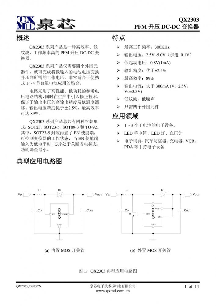 QX2303 datasheet page 1