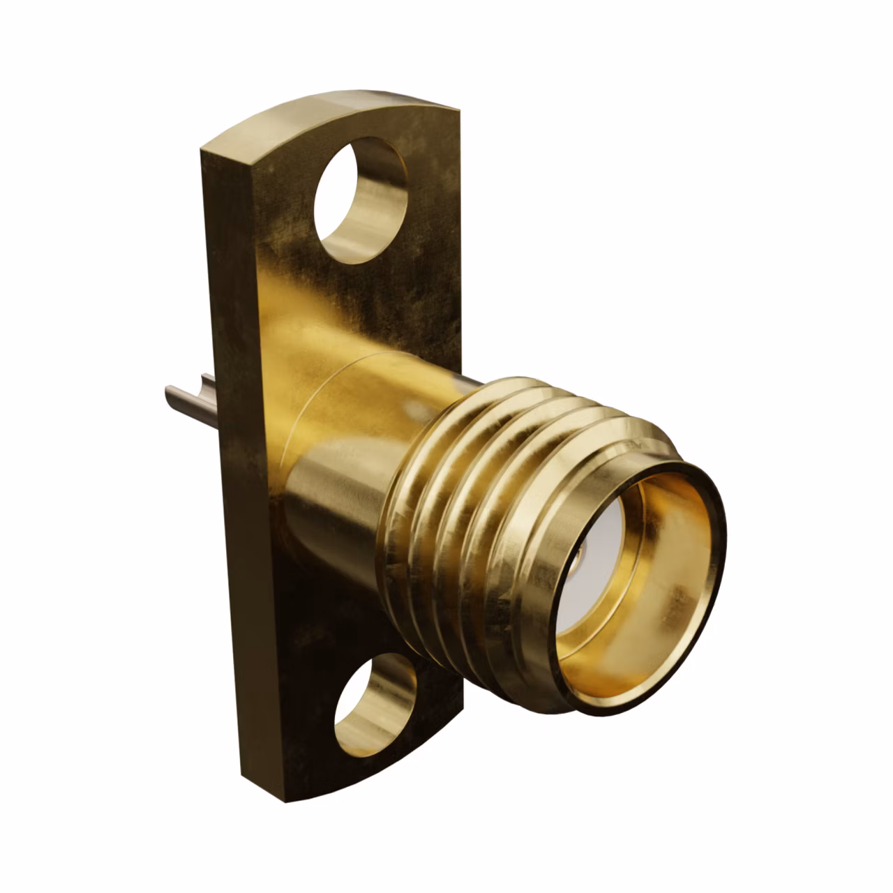 SMA Jack, Straight, 2-Hole Flange Mount, Receptacle, Brass Body, Gold (Au) Plated, Solder Cup Contact, 50 Ohms for sale