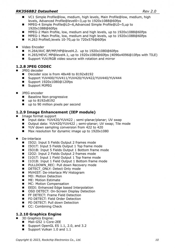 RK3568B2 datasheet page 10