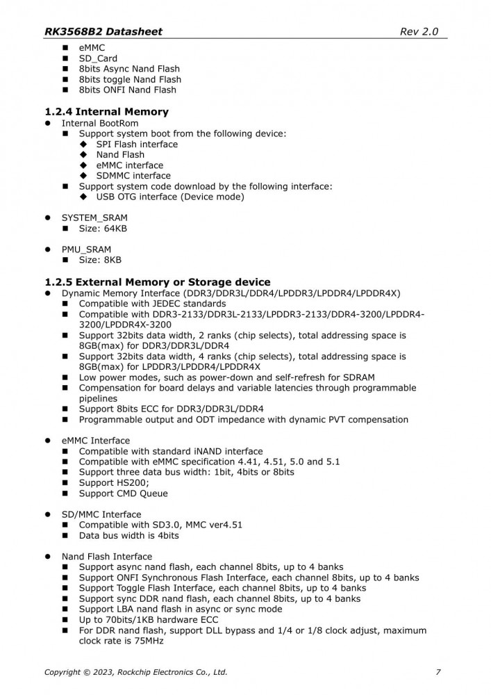 RK3568B2 datasheet page 7