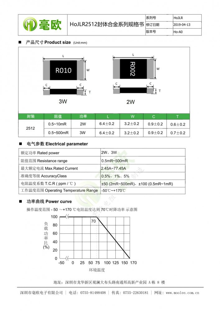 HoJLR2512 datasheet page 2