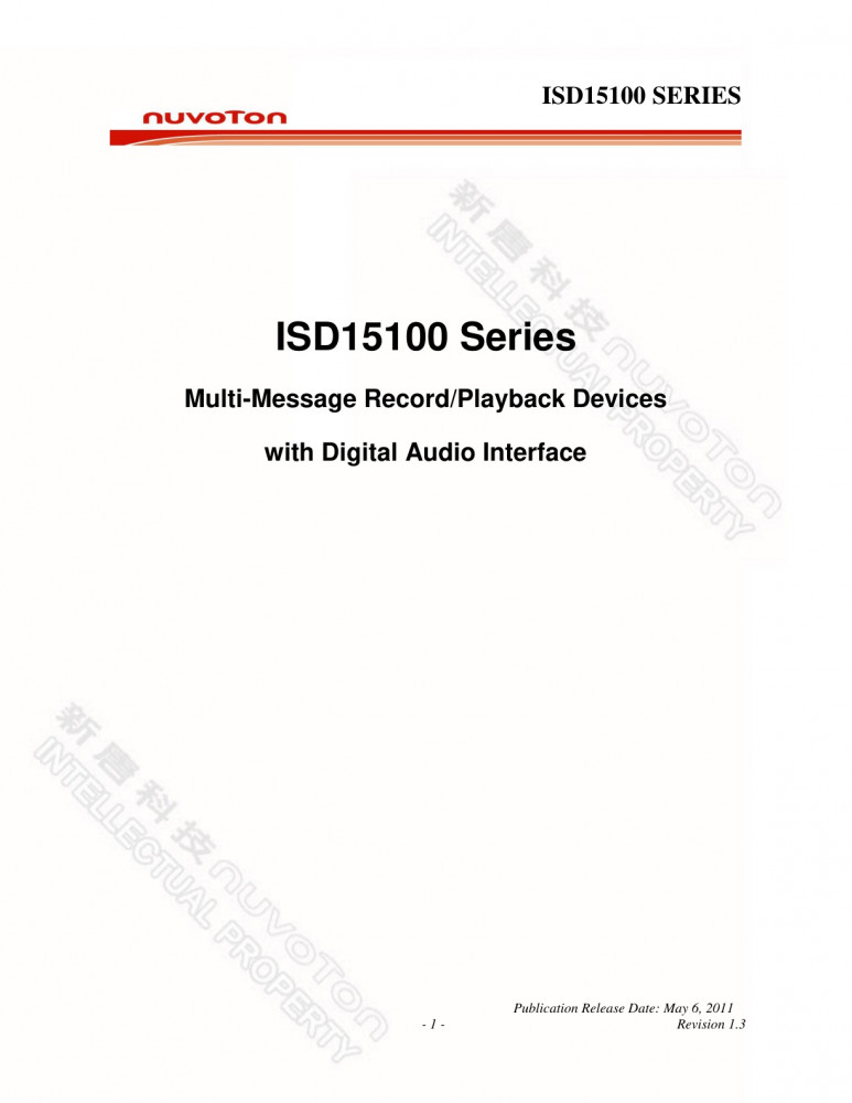 ISD15100 datasheet page 1