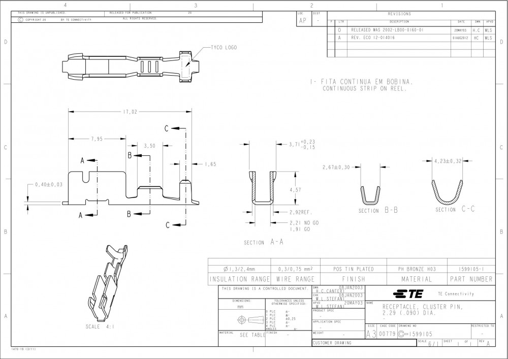 TE Connectivity 1599105-1 technical drawing page