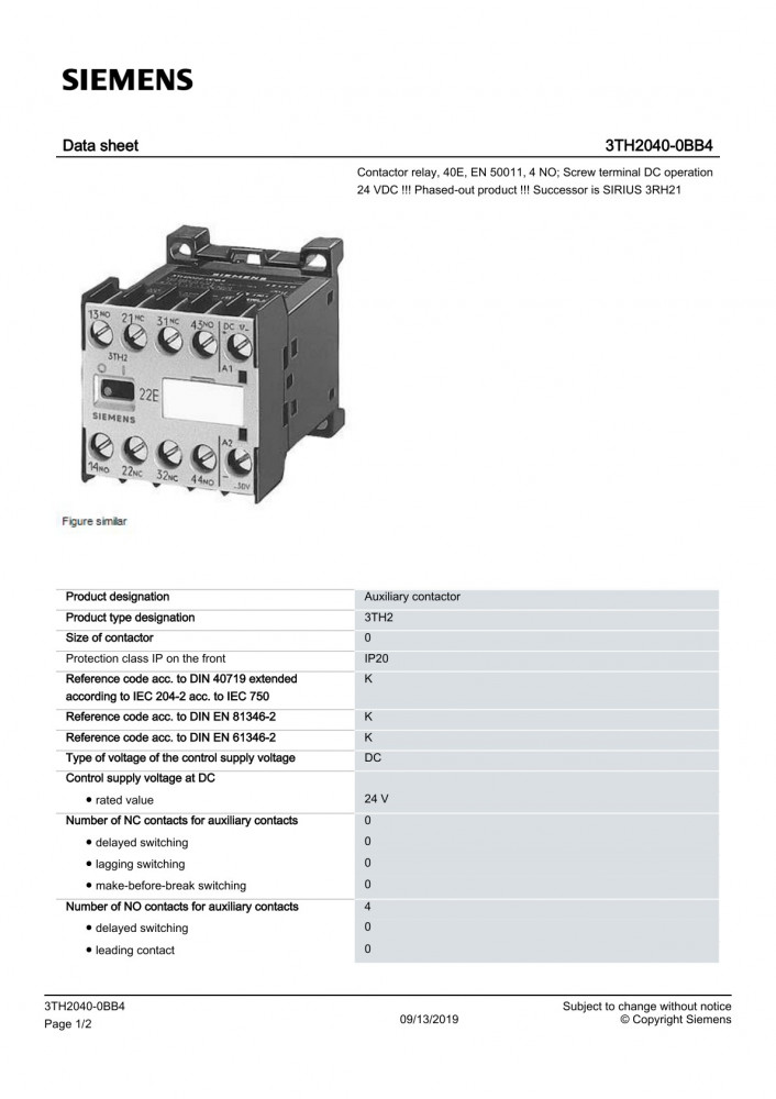 Technical document image 1 for 3TH20400BB4