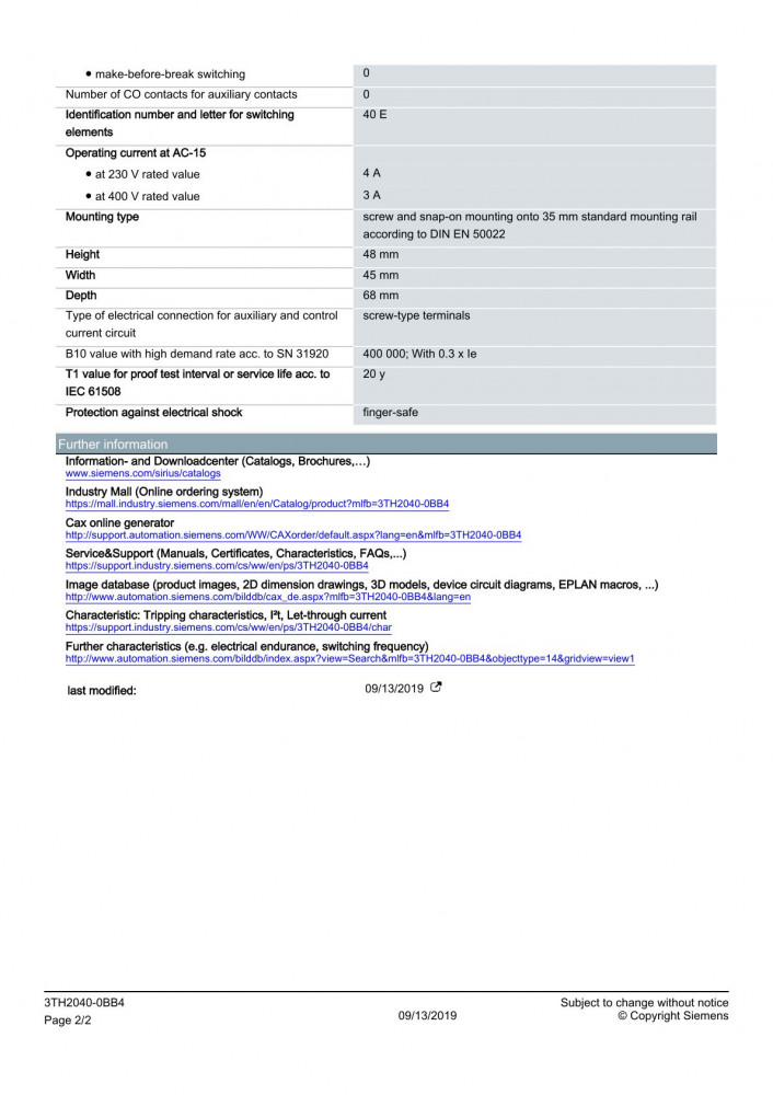 Technical document image 2 for 3TH20400BB4