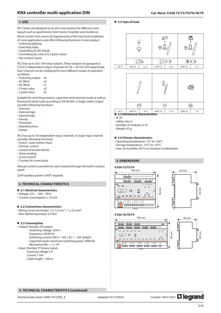 Legrand RCU technical document, page 3