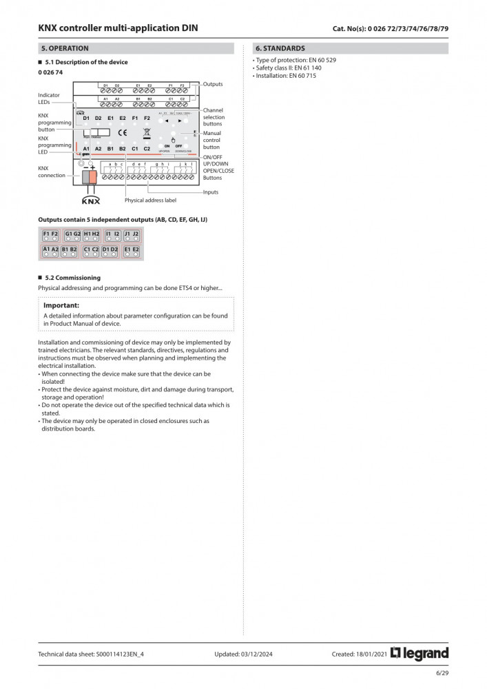 Legrand RCU technical document, page 6