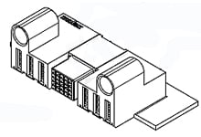 EXTreme Ten60Power Right-Angle Receptacle with Side Guides, 15 Signal Circuits, 7 DC Power Circuits with 3 Voids
