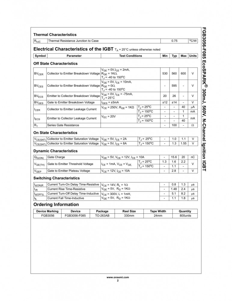 FGB3056-F085 datasheet page 3