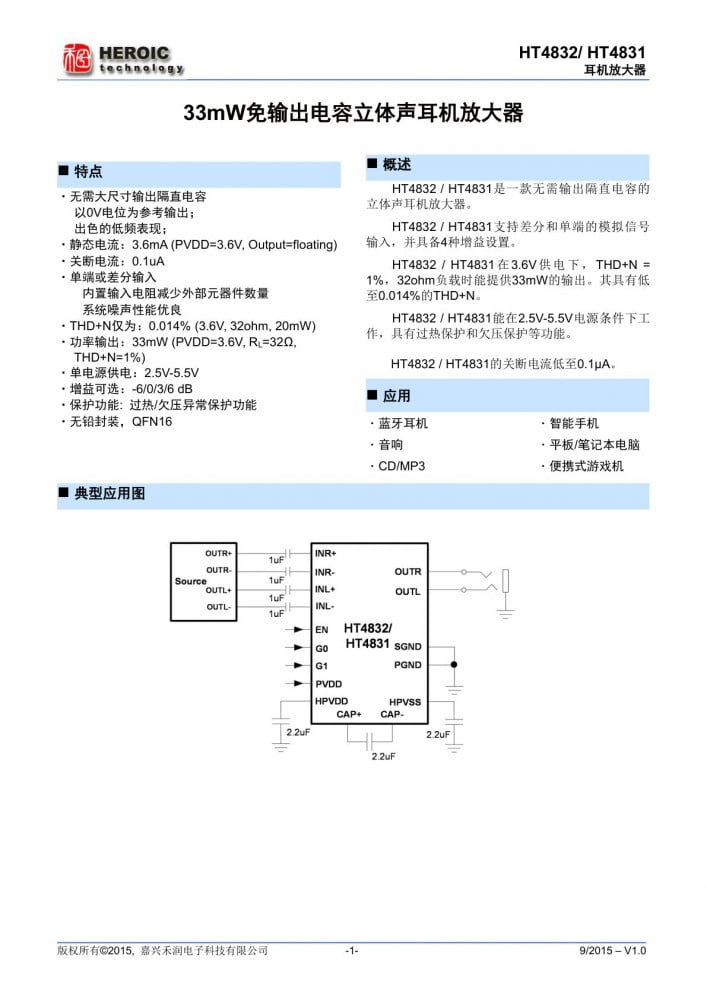 HT4832 datasheet page 1