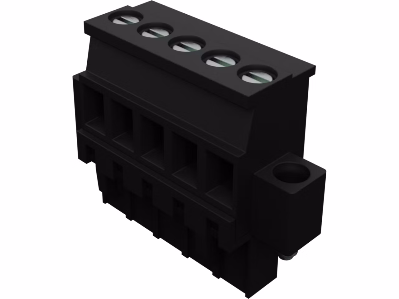 5.00mm Pitch Eurostyle Vertical Plug, with Retention Screws and Reverse Imprinting, Front Wire Entry, Gold (Au) Plated, Black, 5 Circuits for sale