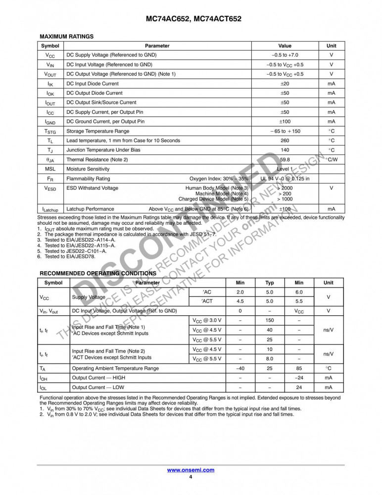 MC74AC652 datasheet page 4