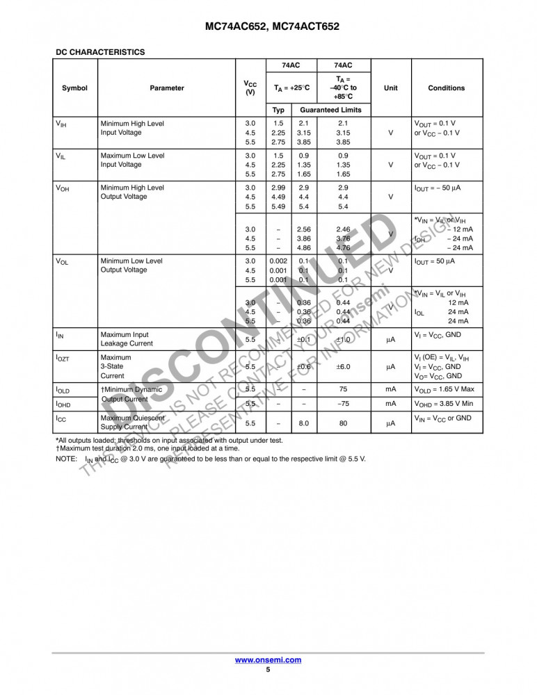 MC74AC652 datasheet page 5