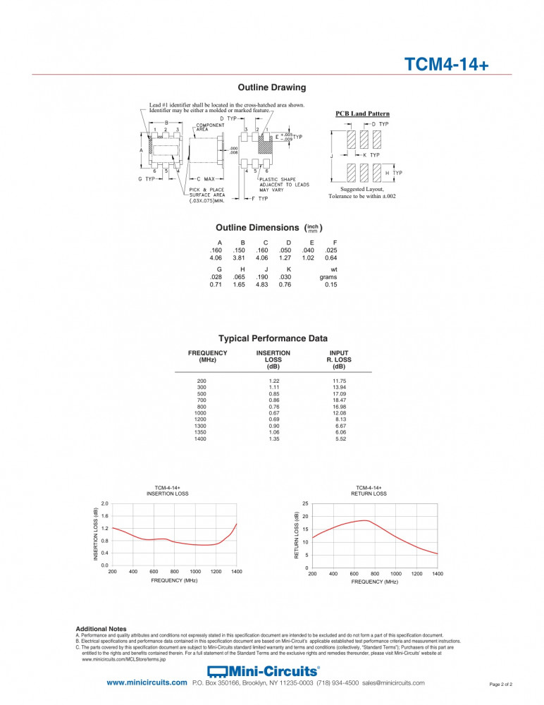 TCM4-14+ technical specification page 2