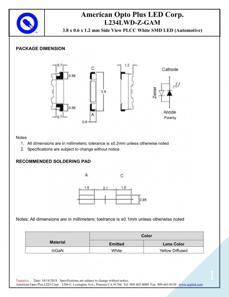 L234LWD-Z-GAM datasheet page 1