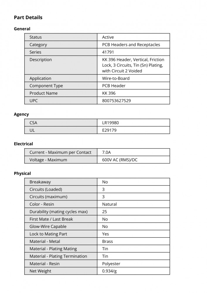 Technical document page 2 for MOLEX 26624030
