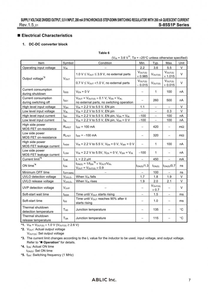 ABLIC S-85S1P datasheet page 7