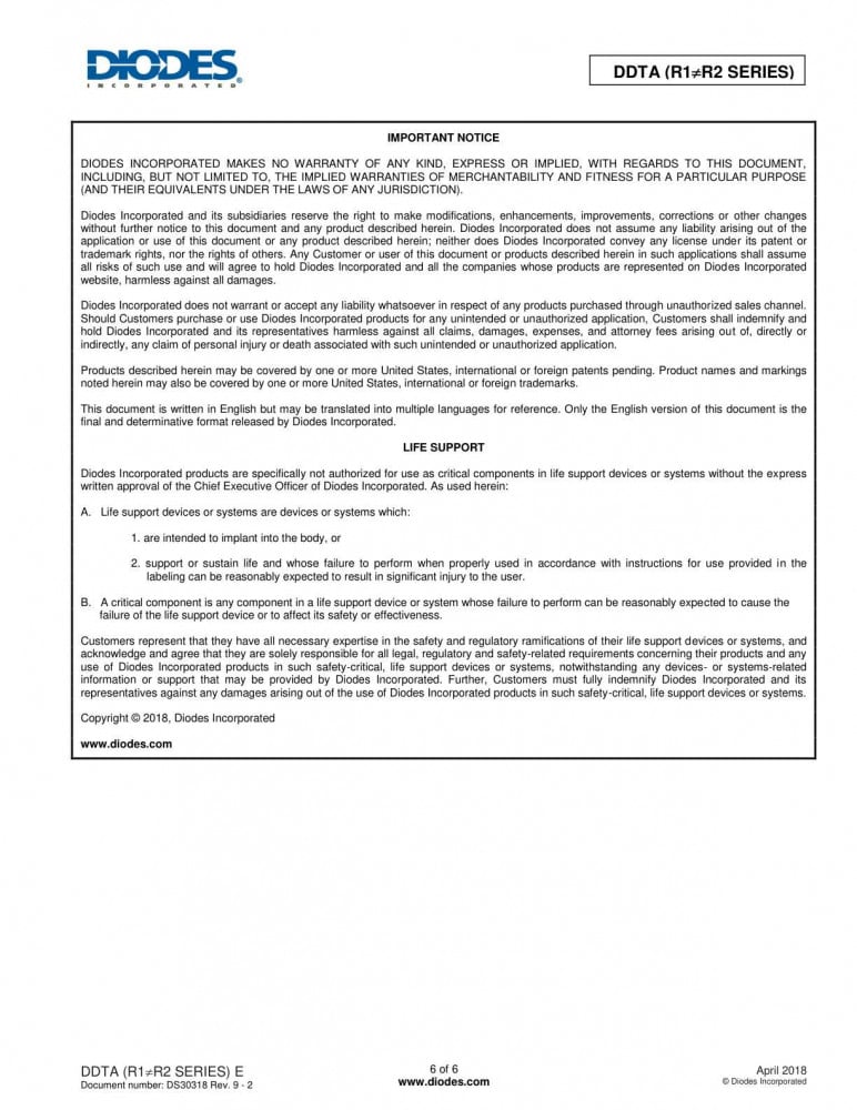 DDTA143FE-7-F datasheet page 6