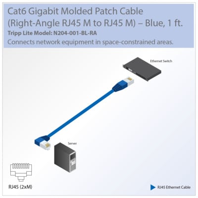 EATON N204-001-BL-RA Modular Ethernet Cable (RJ45, RJ11) for sale