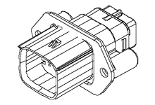 MX150L 6 Circuit Rear Mount Flange Plug for 16-14 AWG Wire, with Gasket, Black