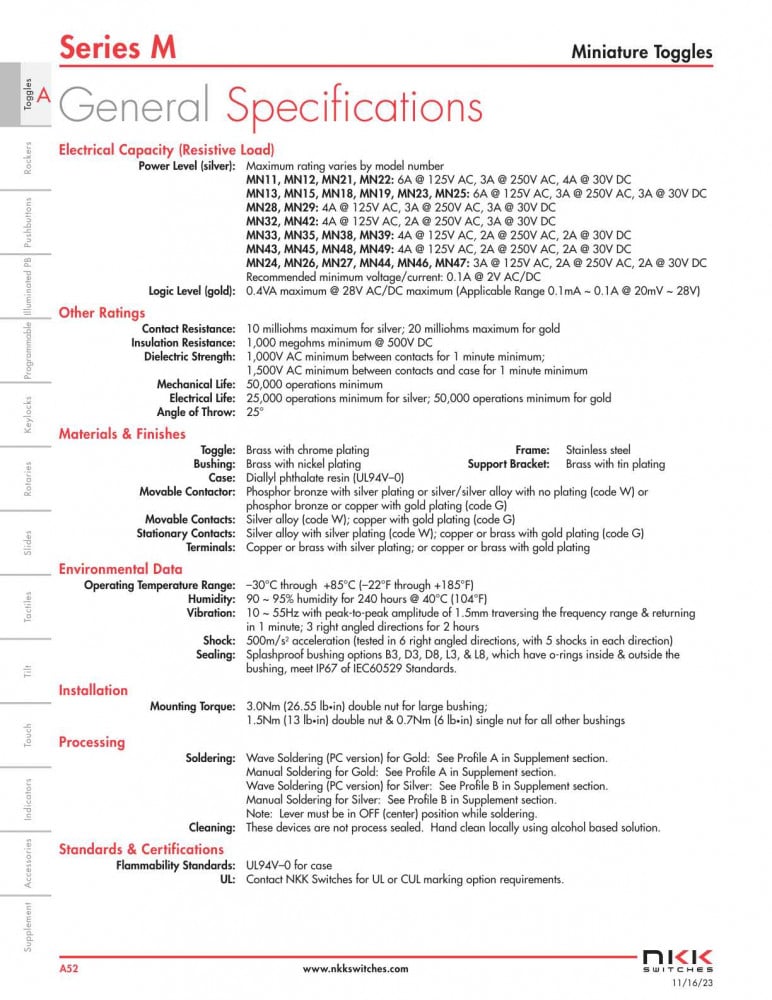MN18 series datasheet page 1