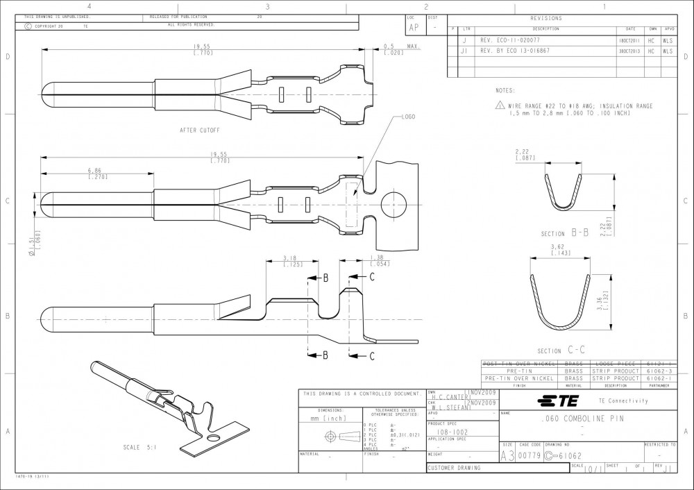 TE Connectivity 61062-1 technical drawing preview