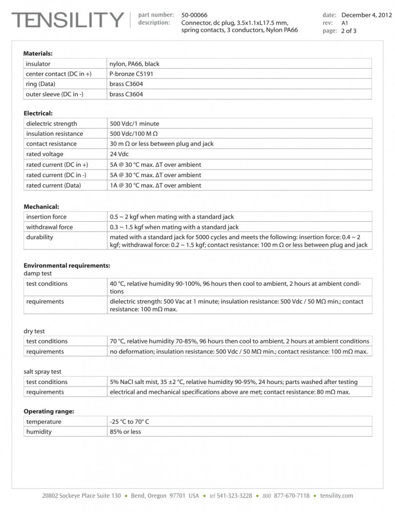 Tensility 50-00066 technical document page 2
