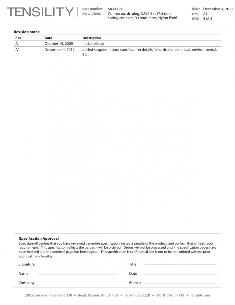 Tensility 50-00066 technical document page 3