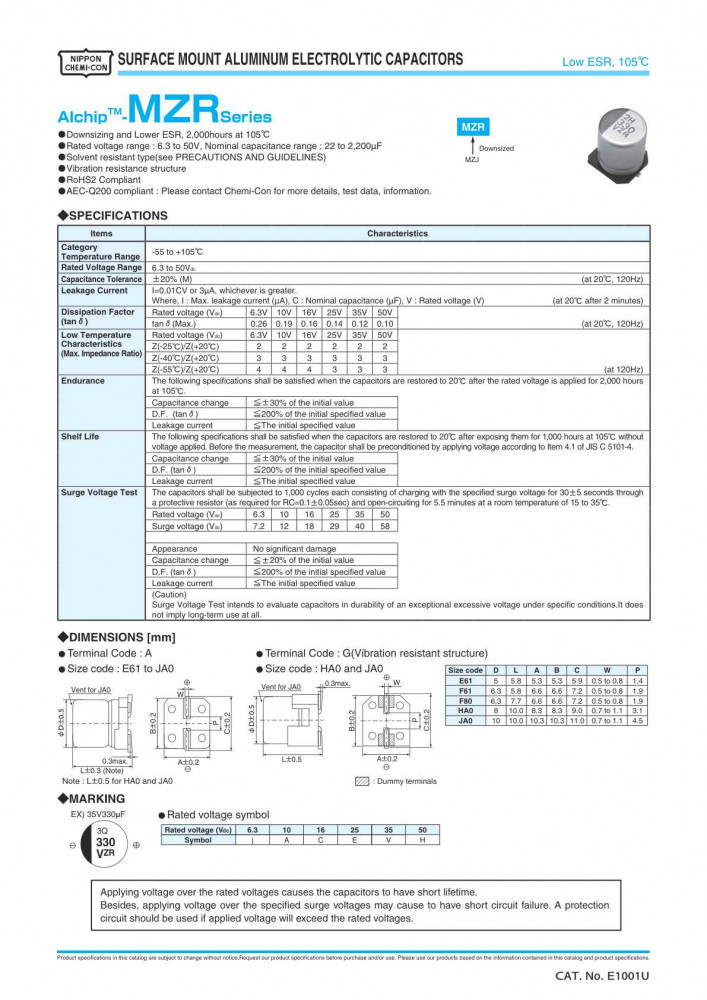 NCC Alchip MZR series datasheet page 1