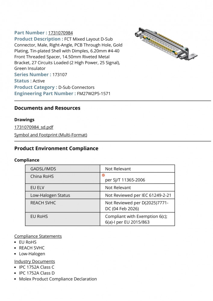 MOLEX 1731070984 drawing page 1