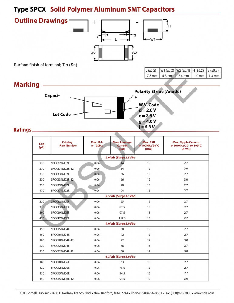 SPCX series datasheet page 2