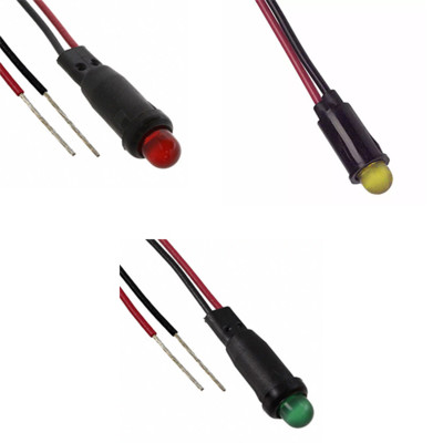 LED Panel Mount Indicator Red .250″ Hi-Dome 12V Wire Leads for sale