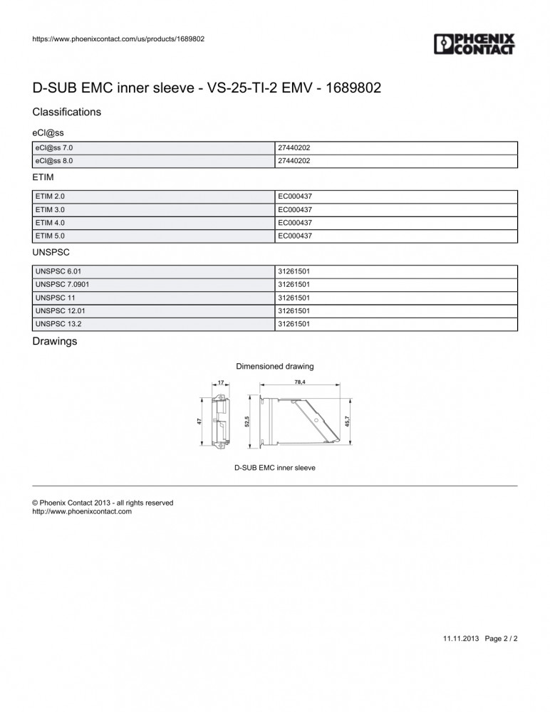 Phoenix Contact 1689802 dimensioned drawing