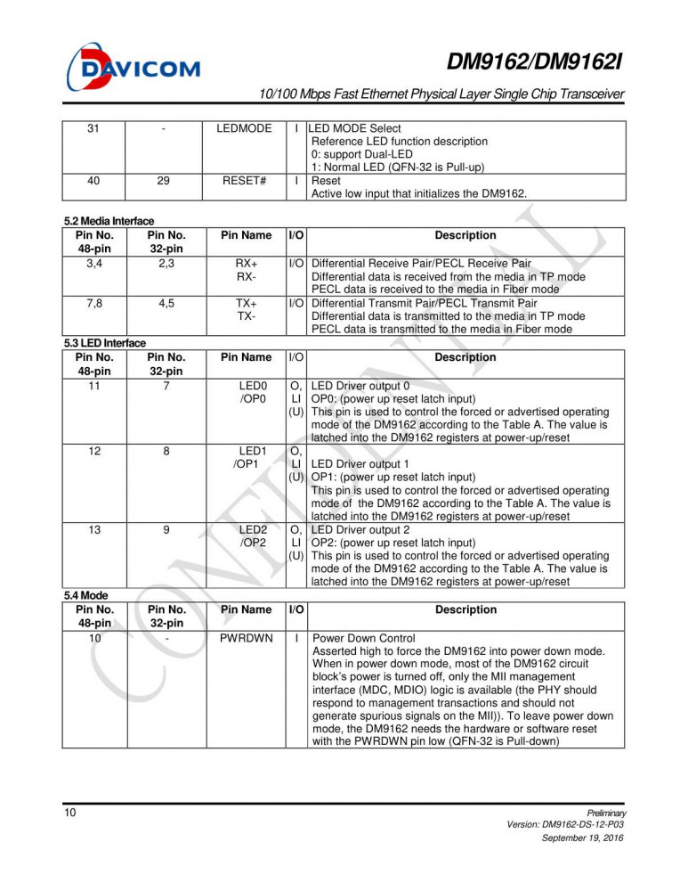 DM9162 datasheet page 10
