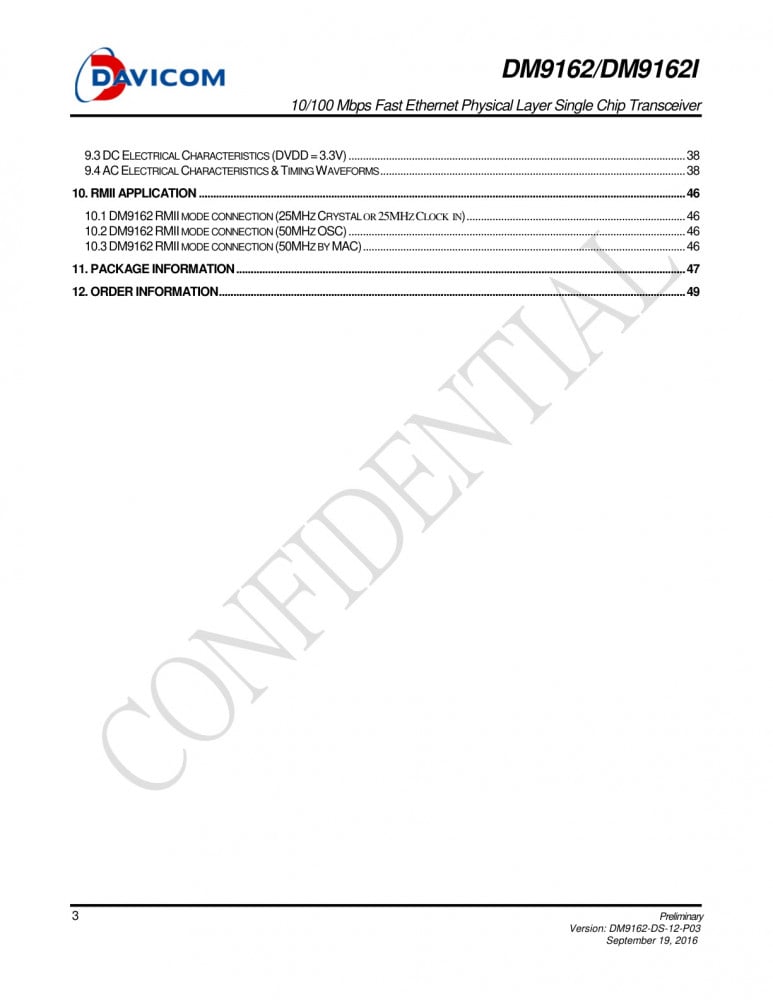 DM9162 datasheet page 3
