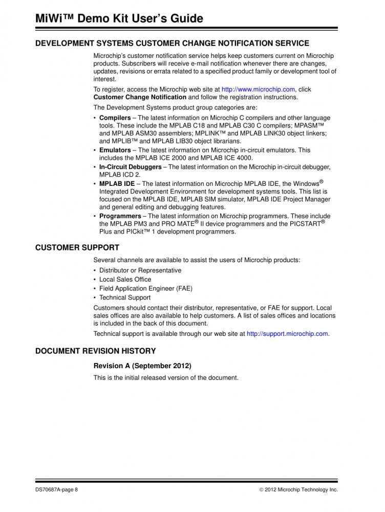 MiWi Demo Kit User's Guide page 8