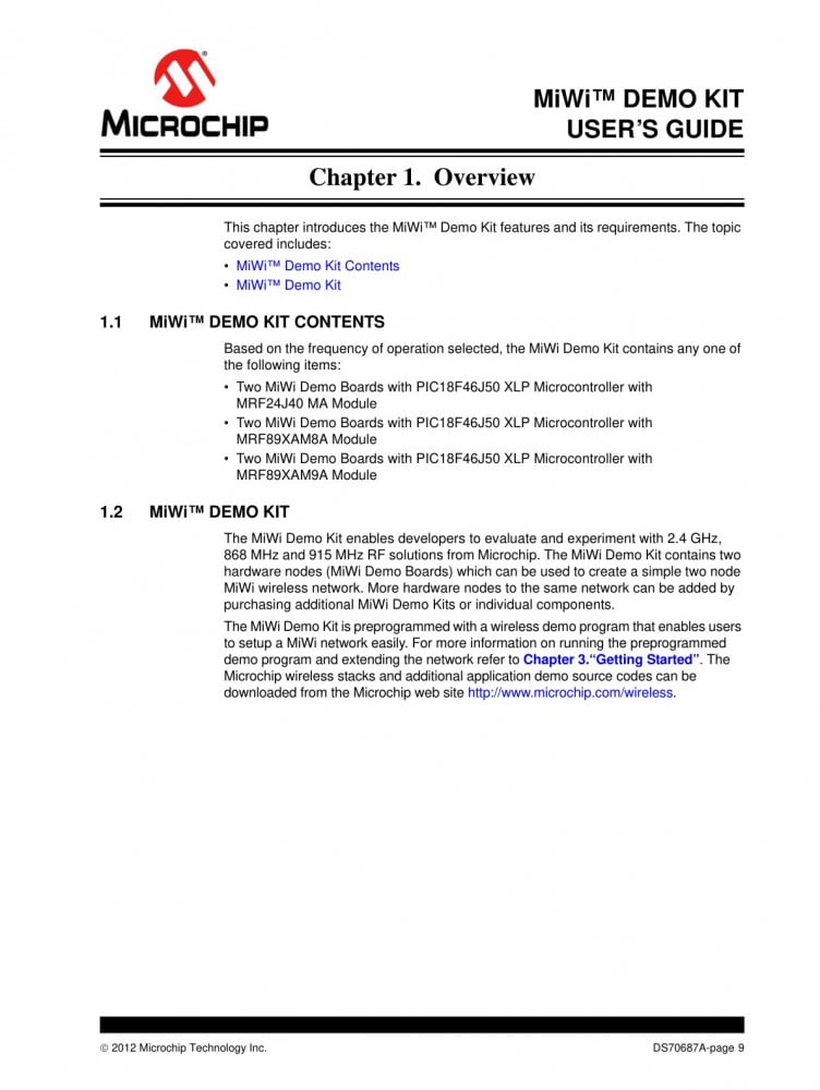 MiWi Demo Kit User's Guide page 9