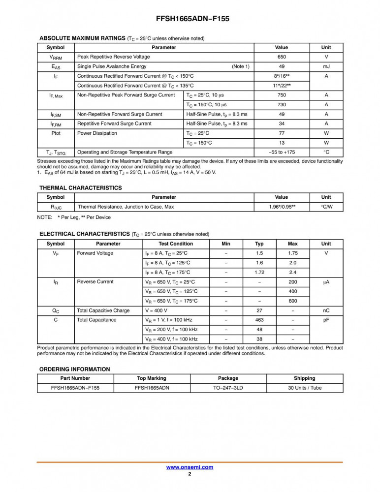 FFSH1665ADN-F155 datasheet page 2