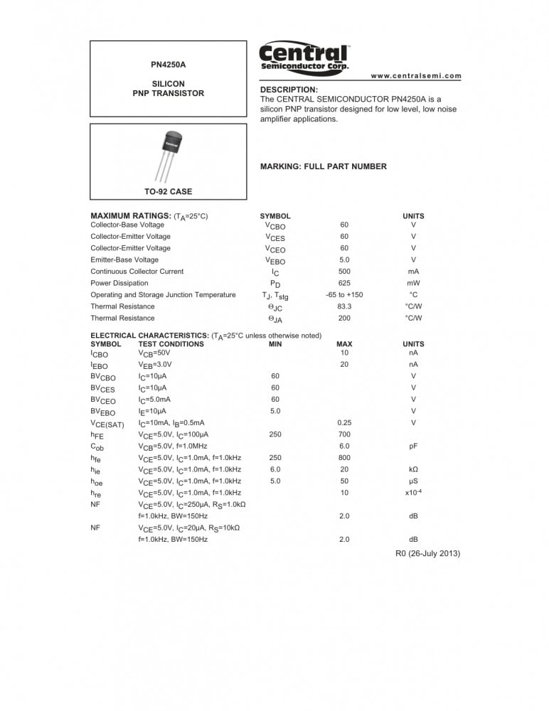 PN4250A PBFREE datasheet page 1