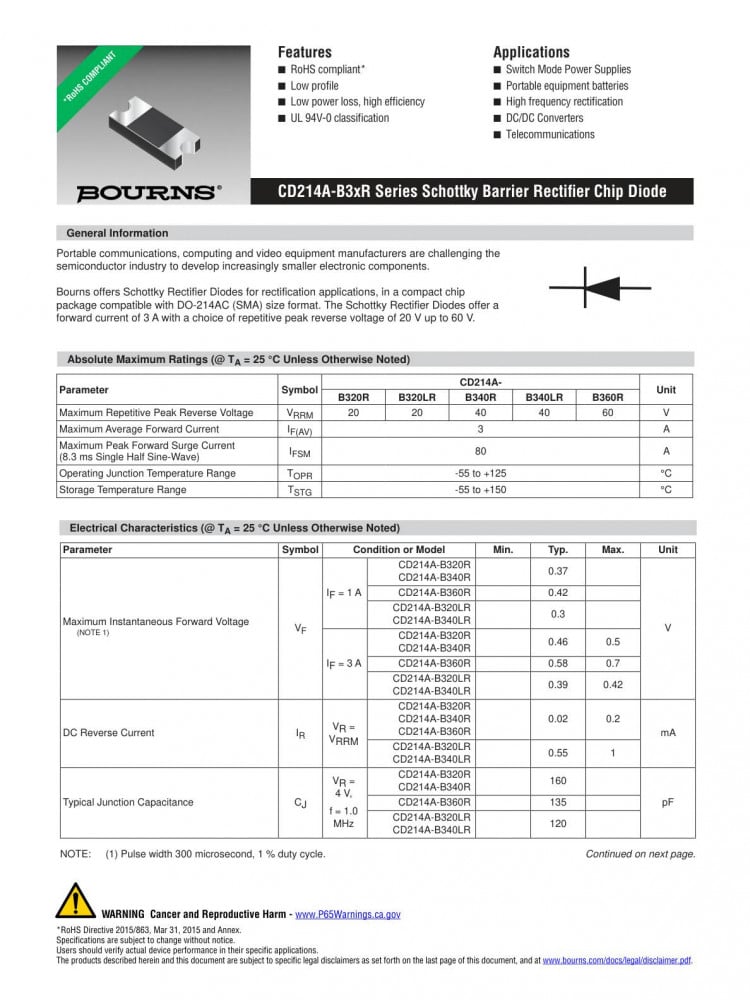 CD214A-B340LR datasheet page 1