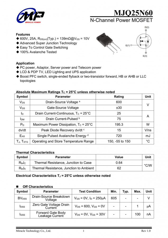 MJQ25N60 datasheet page 1