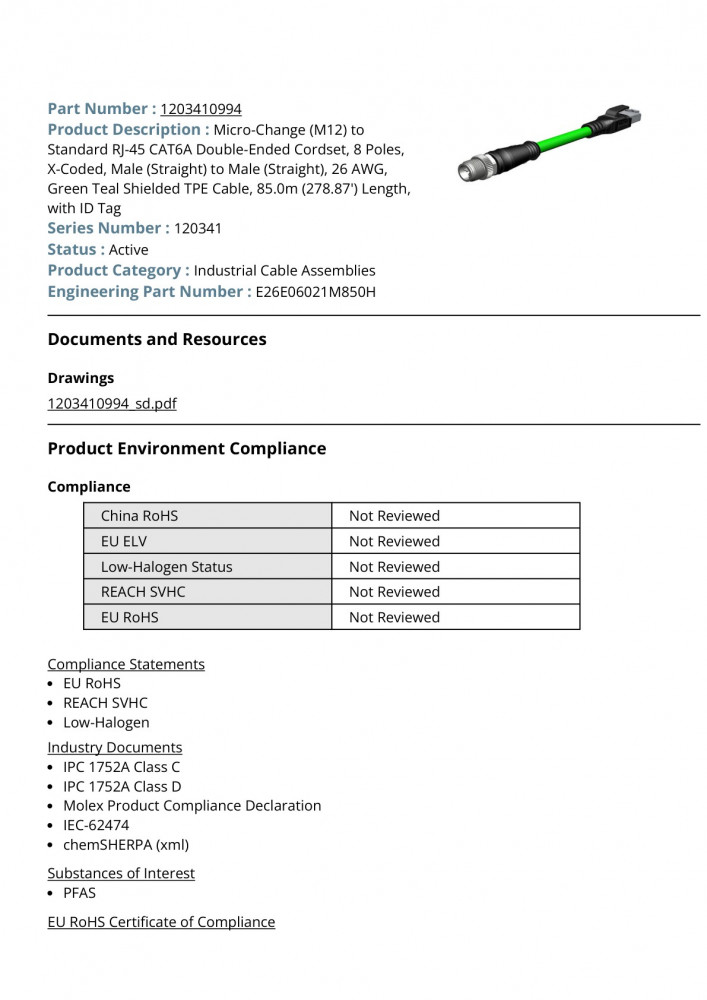 Molex product drawing page 1