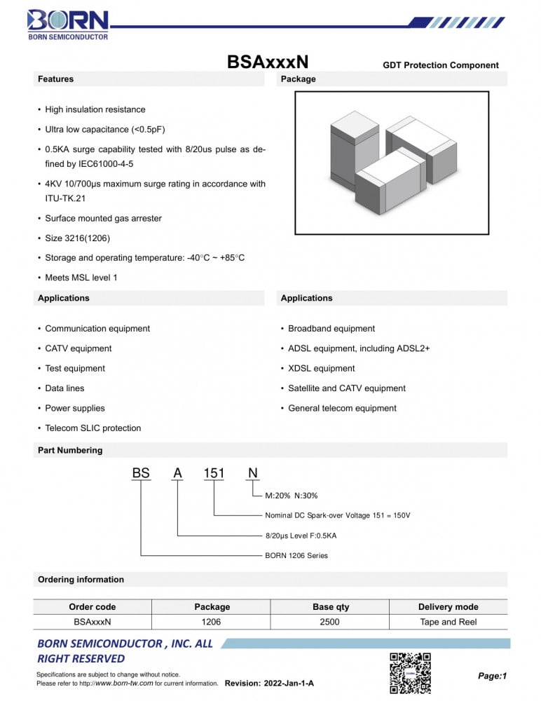 BSA151N datasheet page 1