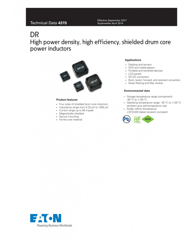 EATON DR series datasheet page 1