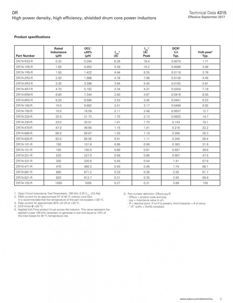 EATON DR series datasheet page 3