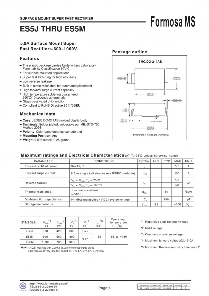 FMS ES5K datasheet page 1