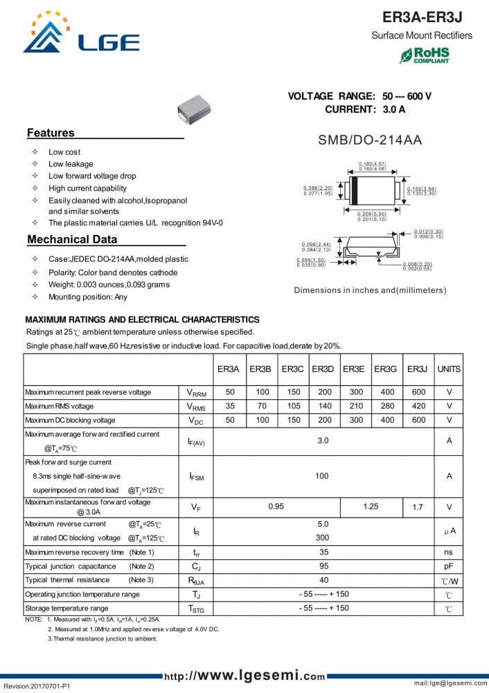 LGE ER3G datasheet page 1