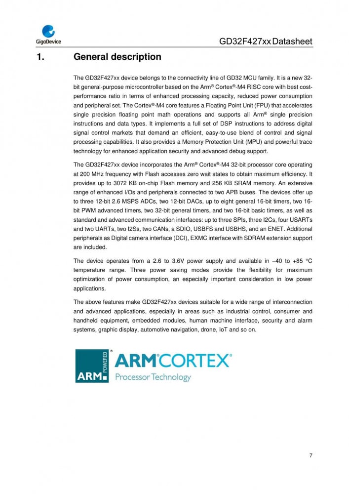 GD32F427xx datasheet page 8