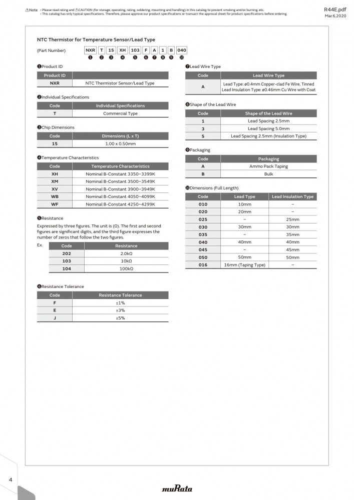 Murata NTC thermistor catalog page 6