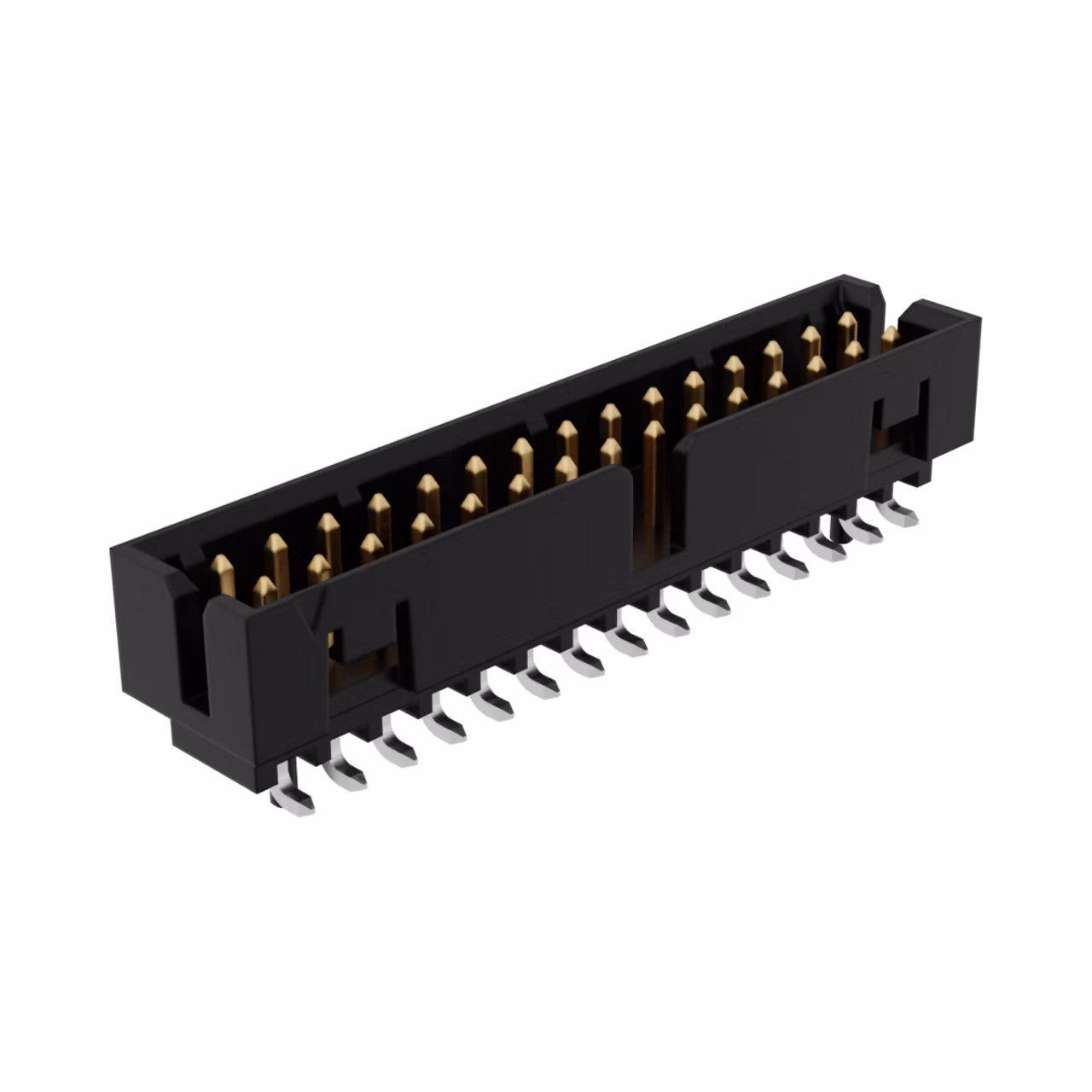 2.00mm Pitch, Milli-Grid PCB Header, Dual Row, Vertical, Surface Mount, Shrouded, 30 Circuits, 0.38µm Gold (Au) Plating, Dual Side Slots, Dual Friction Locks, Center Polarization, with Pegs, with Cap, Tape and Reel